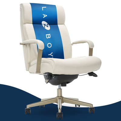 La Z Boy Modern Melrose Executive Office Chair Ivory White Bonded Leather